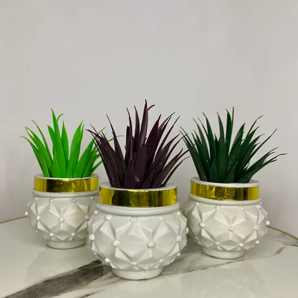 Artificial Cute Mini Shrub Plants with Golden Collar - Get Your Stuff